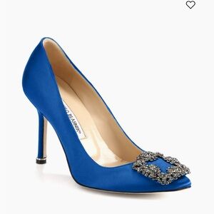 Manolo Blahnik | Shoes | Manolo Blahnik Blue Crystal Embellished Heels ...